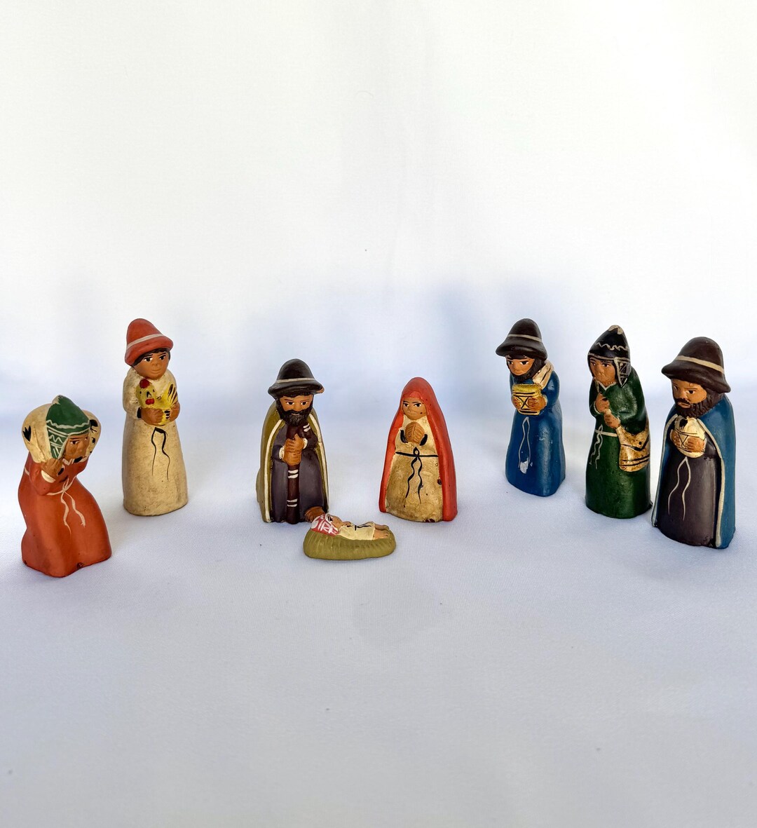 Vintage Clay Peruvian Nativity Scene, Handmade Folk Art, Set of 8 - Etsy