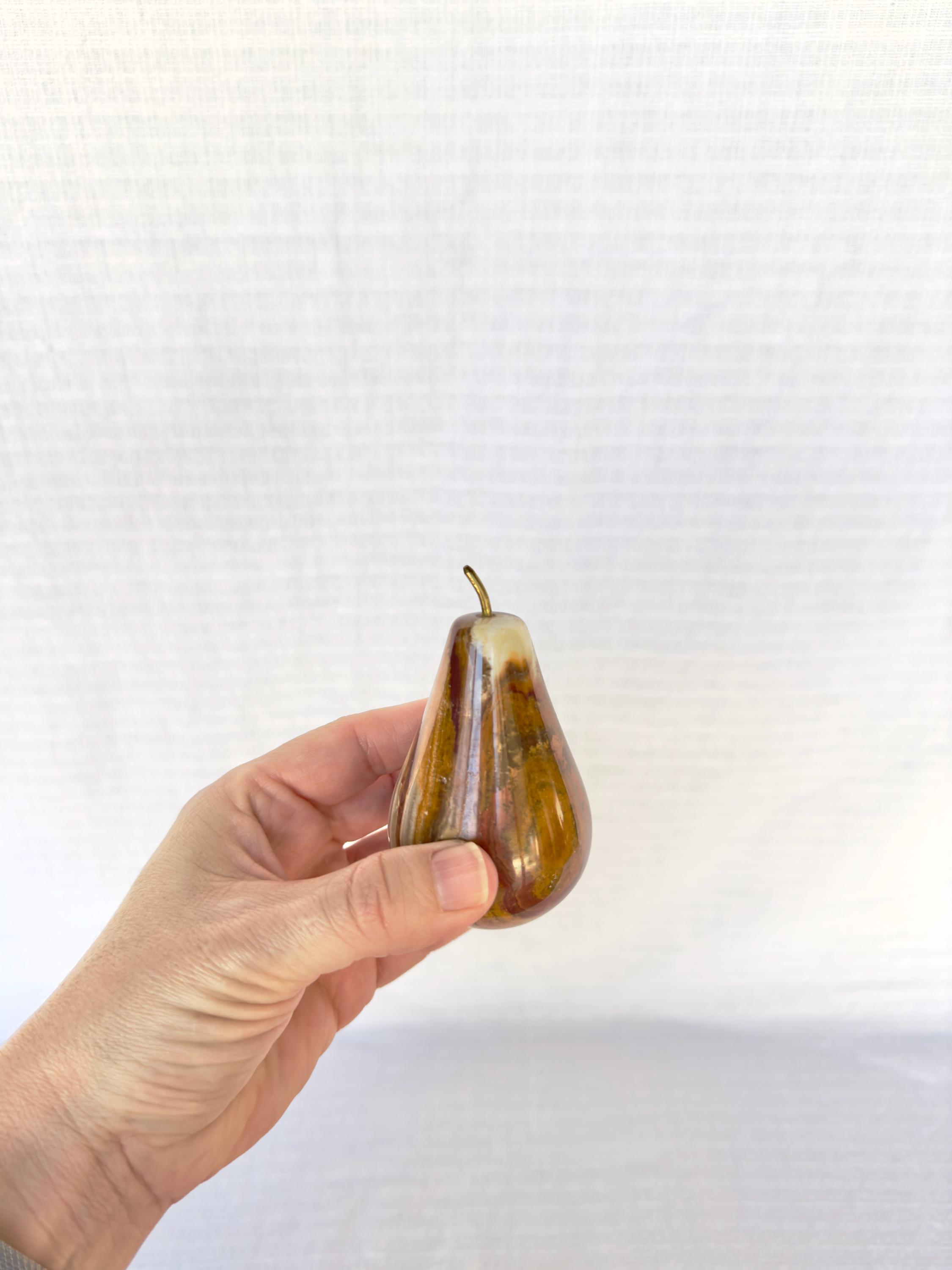 Vintage Onyx / Marble Stone Pear Shaped Fruit Paperweight or Decor ...