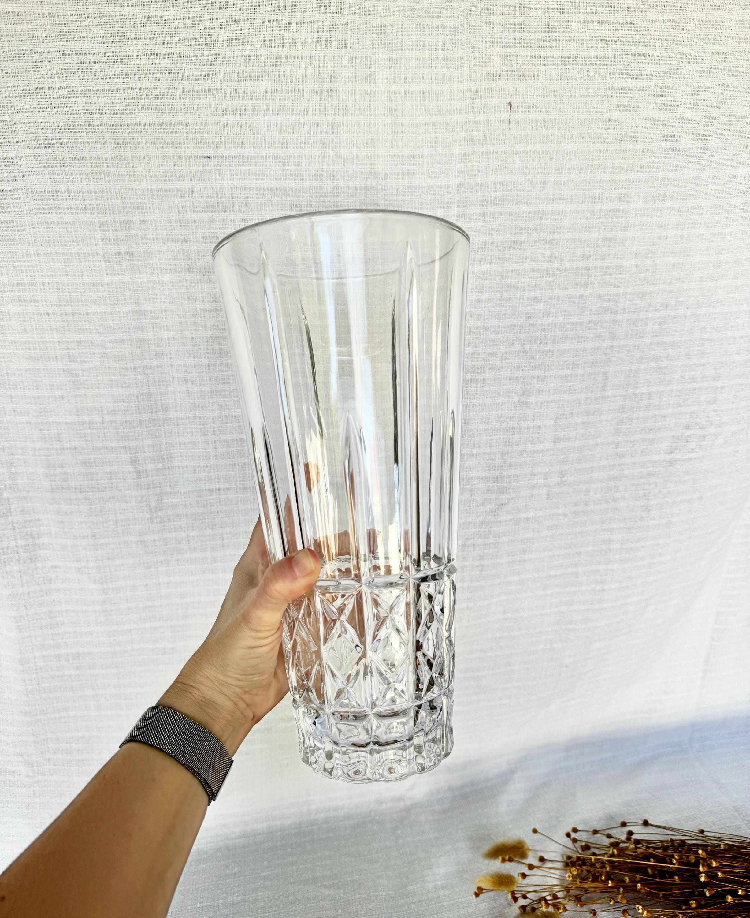 Vintage Tall Crystal Glass Vase / Floral Glass Vase - Etsy