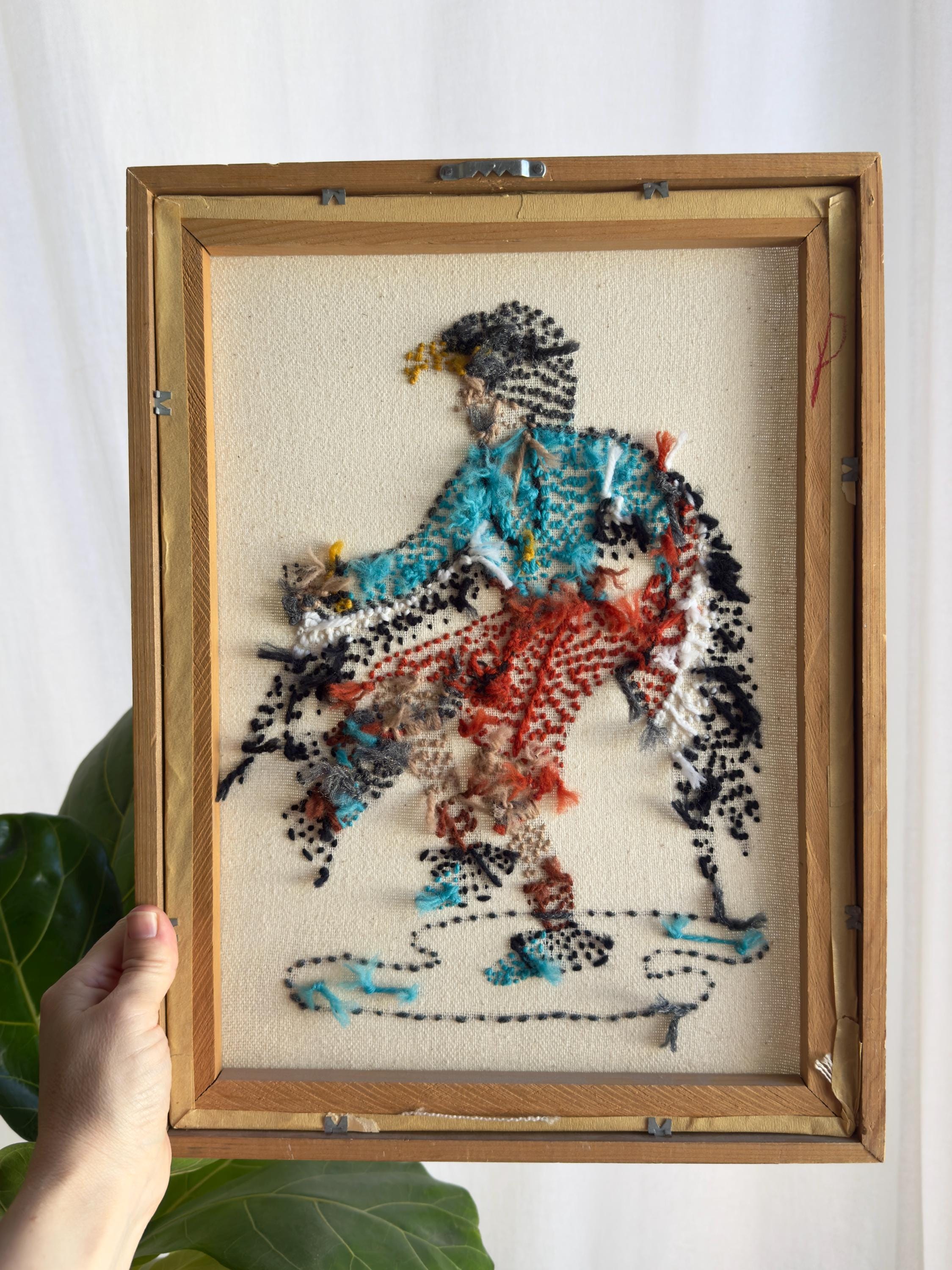 Vintage Pair of Framed Native American Needlework Wall Hangings ...