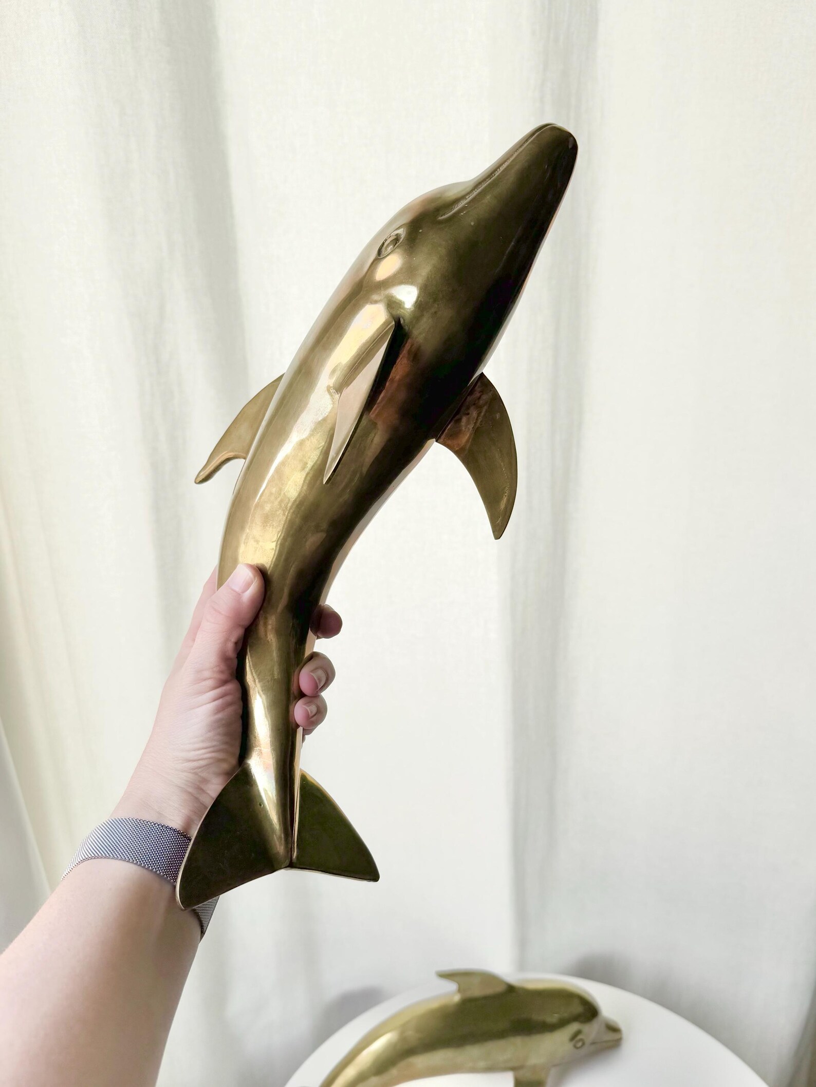 Large Vintage Brass Pair of Dolphins/ Solid Brass Dolphin Figures - Etsy