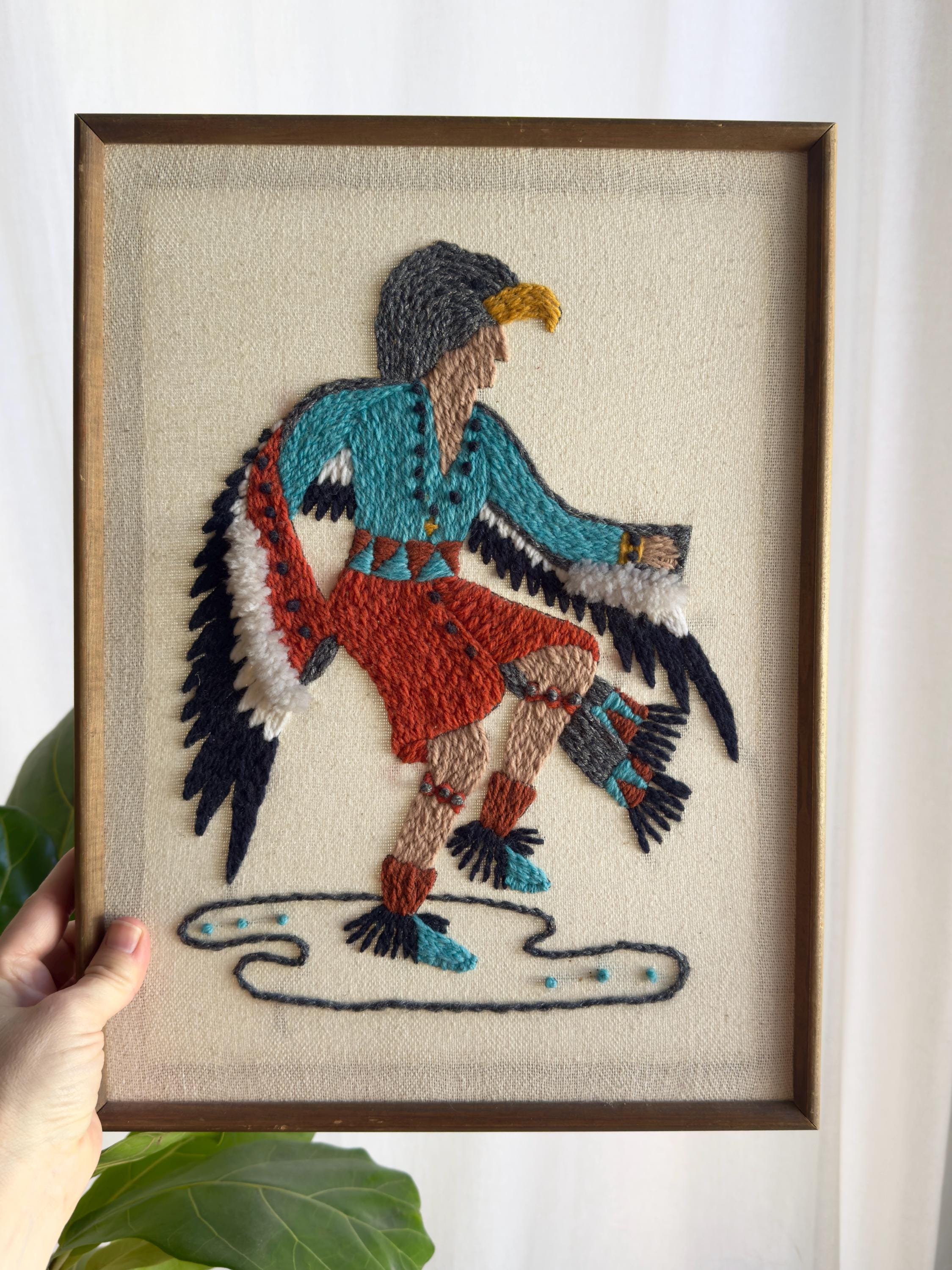 Vintage Pair of Framed Native American Needlework Wall Hangings ...