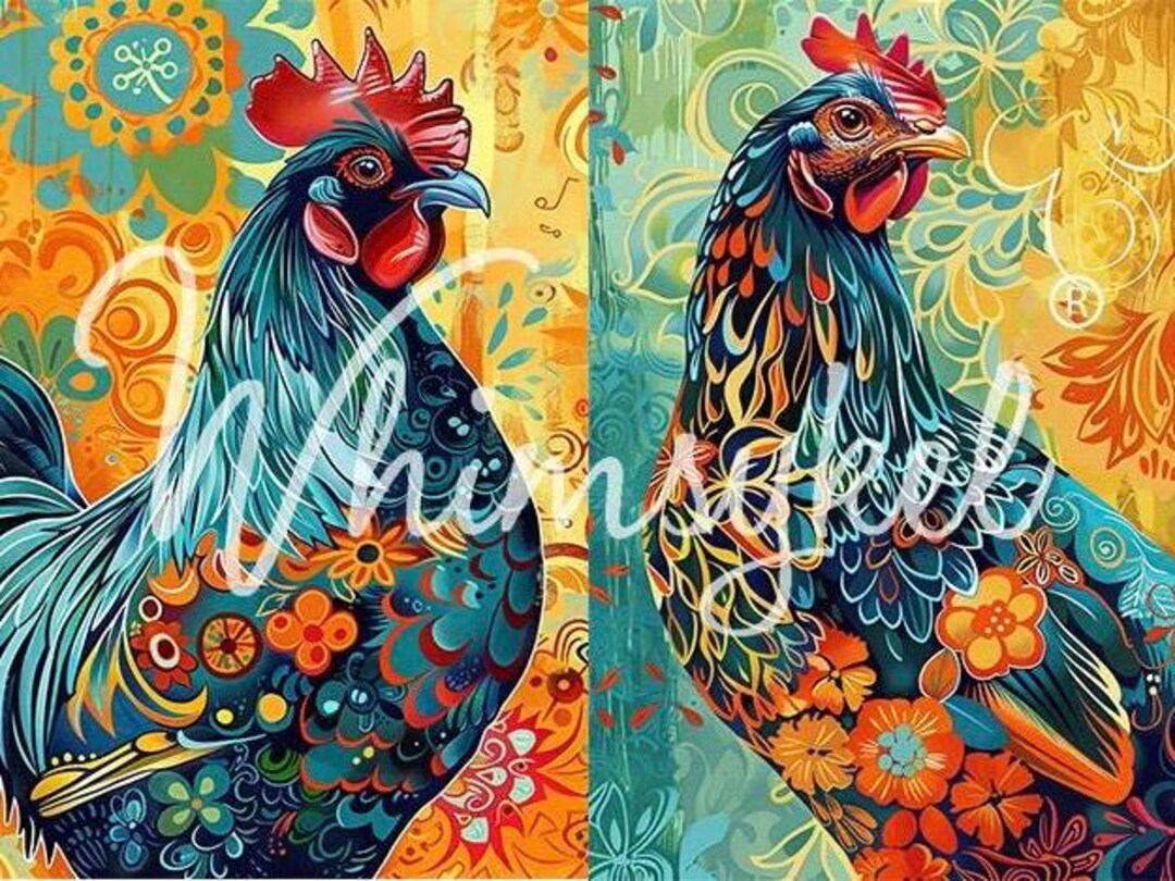 Whimsical Rooster Decoupage Tissue Paper for Furniture 21x29 Whimsykel ...