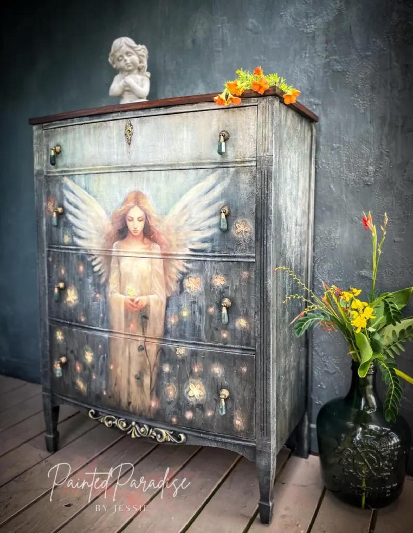 ANGELIC CONTEMPLATION | Large Decoupage Tissue Paper for Furniture ...