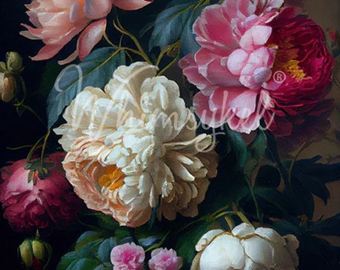 Baroque Peonies Large Decoupage Tissue Paper for Furniture 21x29 ...
