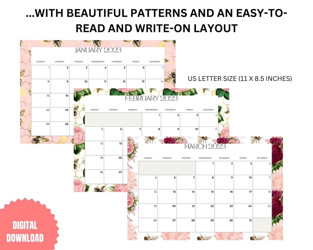 2024 Printable Calendar Printable Calendar Organiser 2024 - Etsy UK