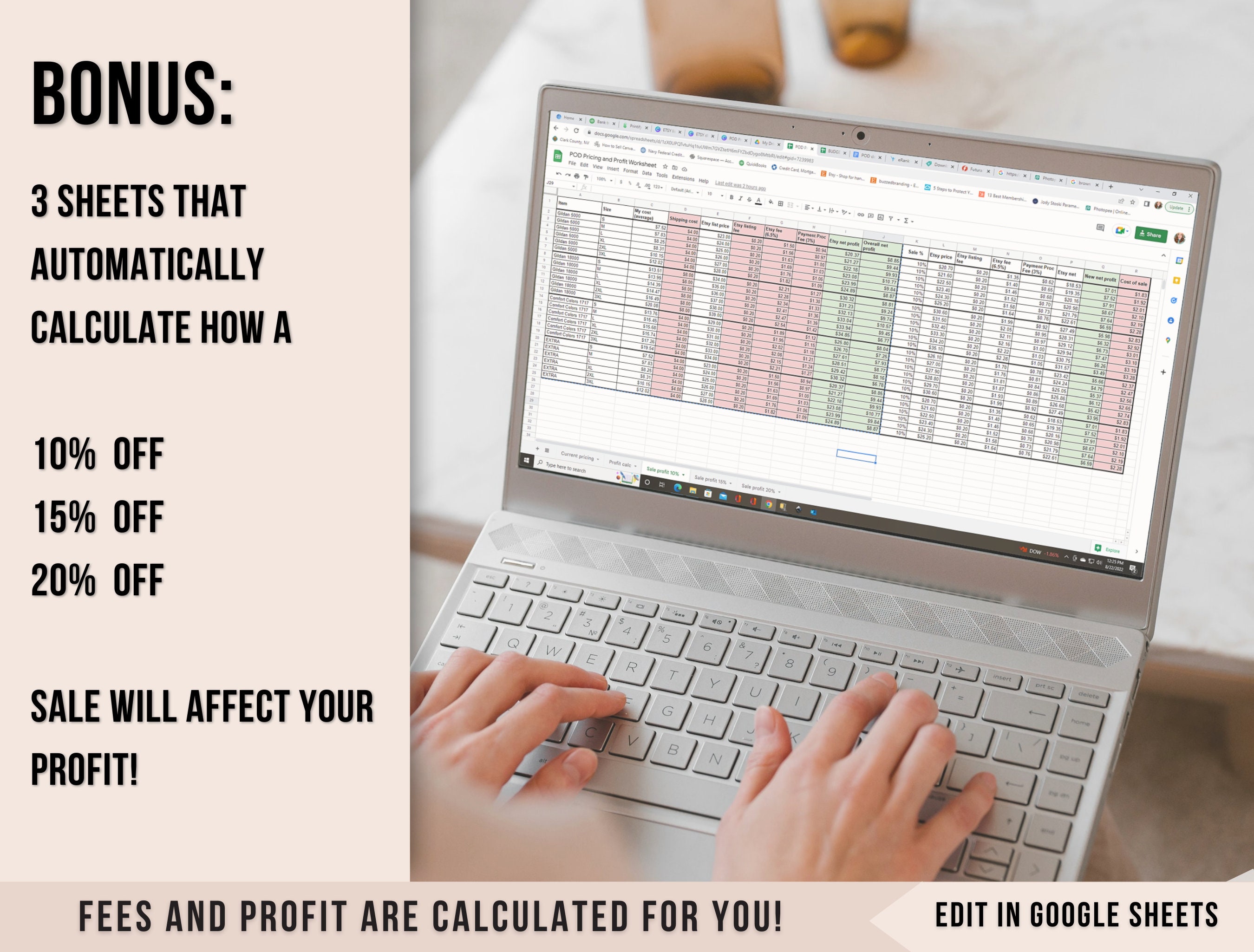 Print on Demand Spreadsheet POD Profit Calculator Etsy - Etsy