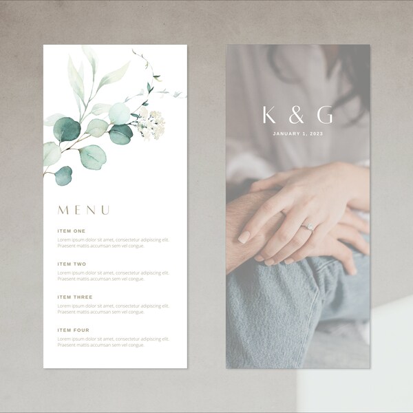 Wedding Menu Two Sided Template - Etsy