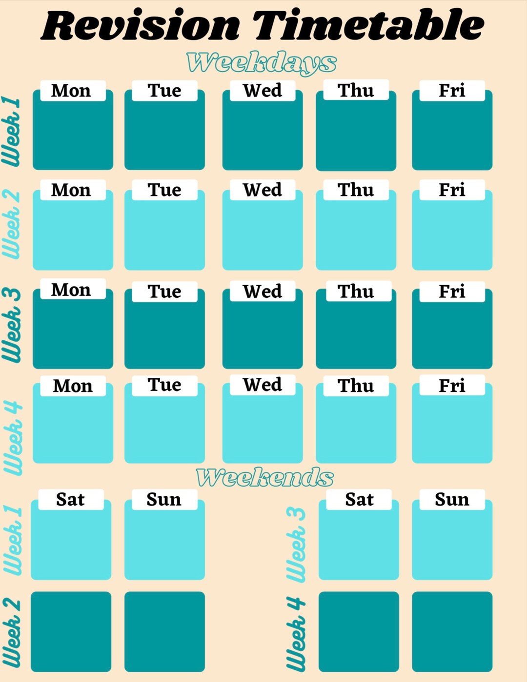 A Revision Timetable, Easy to Use and Efficient for Exams - Etsy