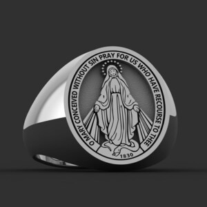 Marian Consecration Ring, Virgin Mary Ring, Sterling Silver Miraculous ...