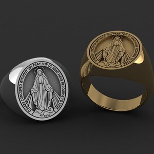 Marian Consecration Ring, Virgin Mary Ring, Sterling Silver Miraculous ...