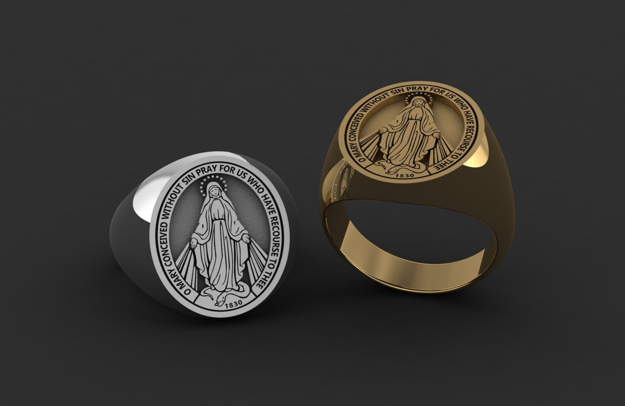 Marian Consecration Ring, Virgin Mary Ring, Sterling Silver Miraculous ...