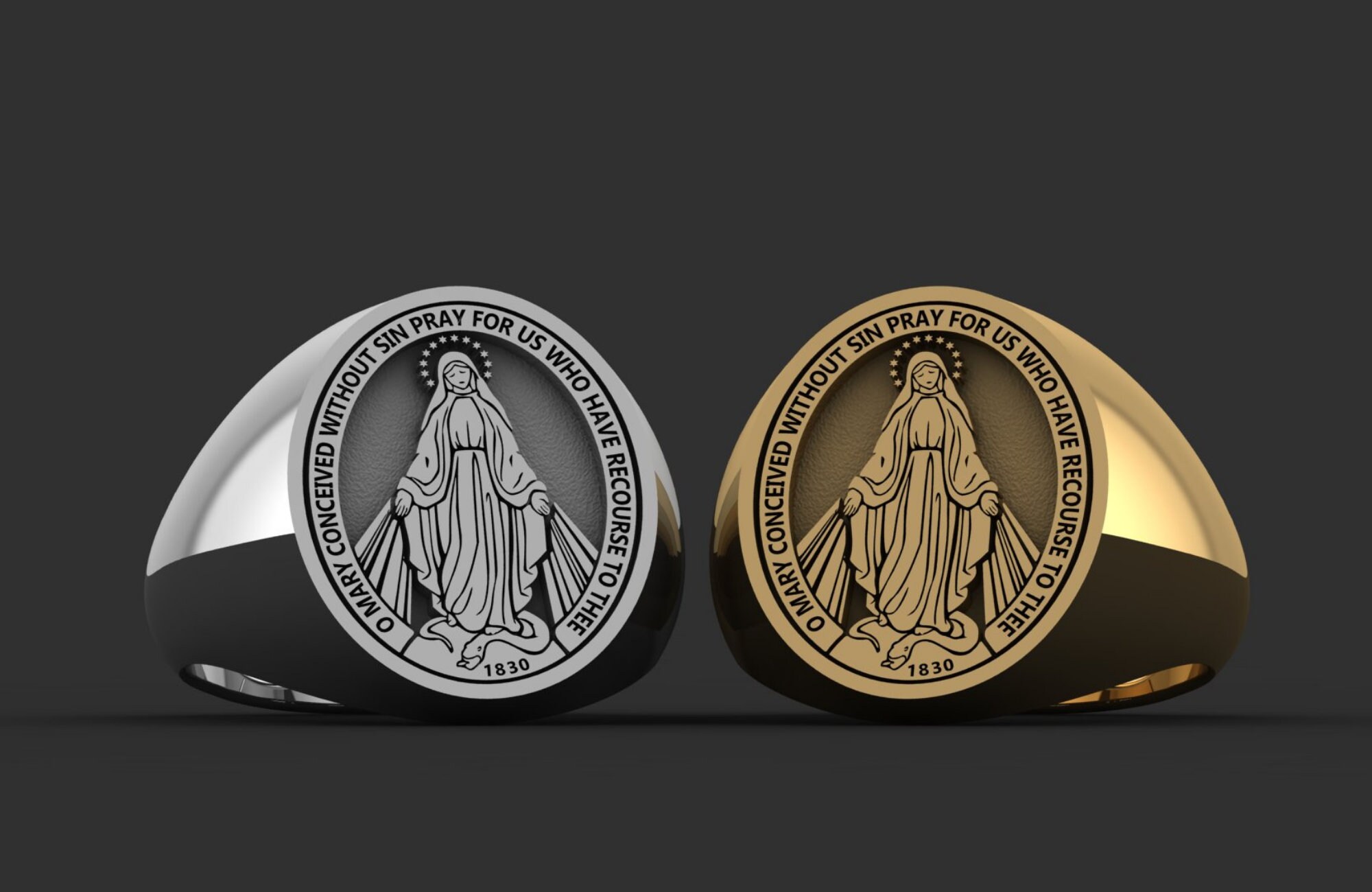 Marian Consecration Ring, Virgin Mary Ring, Sterling Silver Miraculous ...