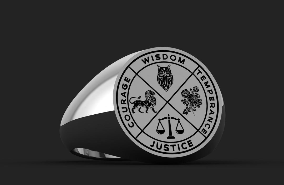 Christmas Gift, Wisdom Ring, Stoic Rings, Moderation Ring, Virtues Ring, Virtue, Special Design ...