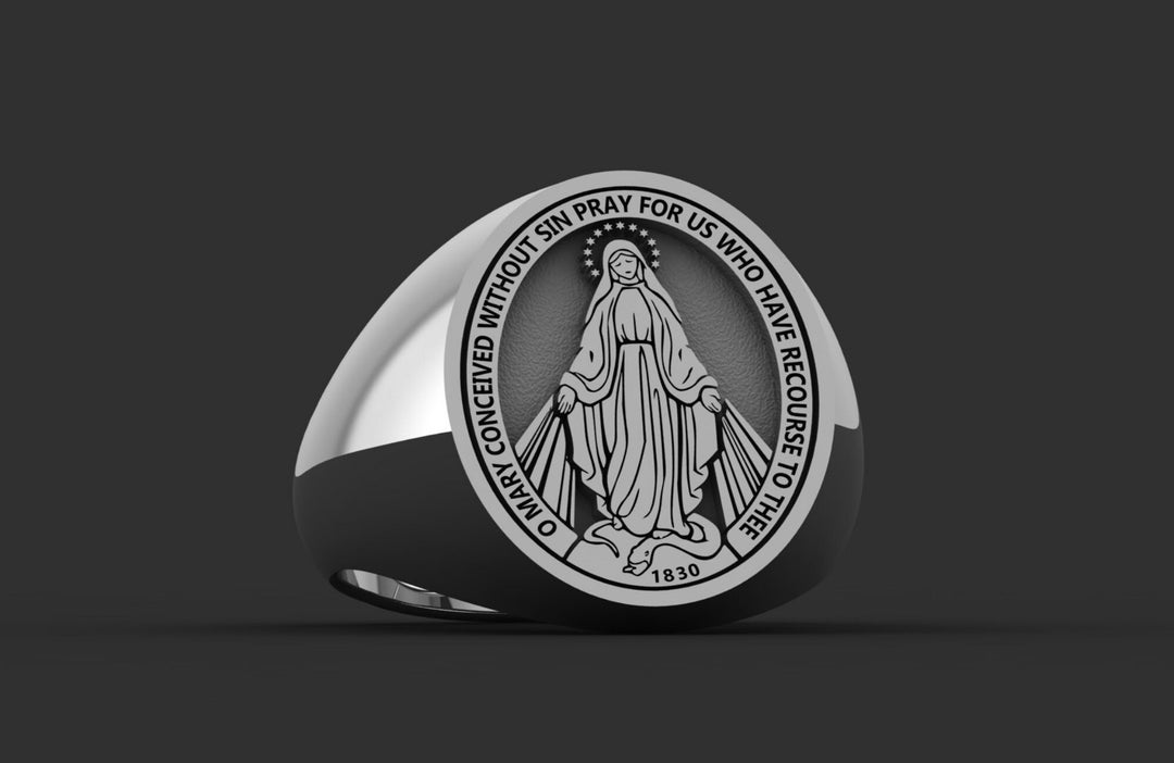 Marian Consecration Ring, Virgin Mary Ring, Sterling Silver Miraculous ...
