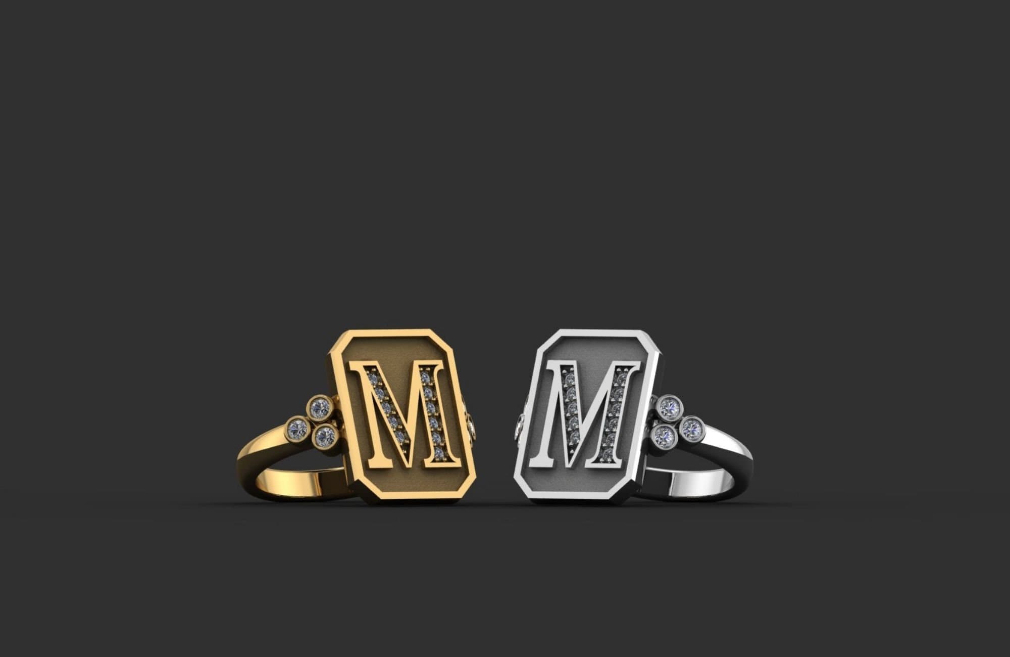 M Letter Ring Logo Ring Signet Ring Name Ring Woman - Etsy