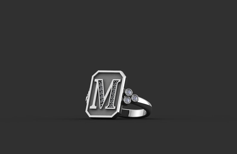 M Letter Ring Logo Ring Signet Ring Name Ring Woman - Etsy