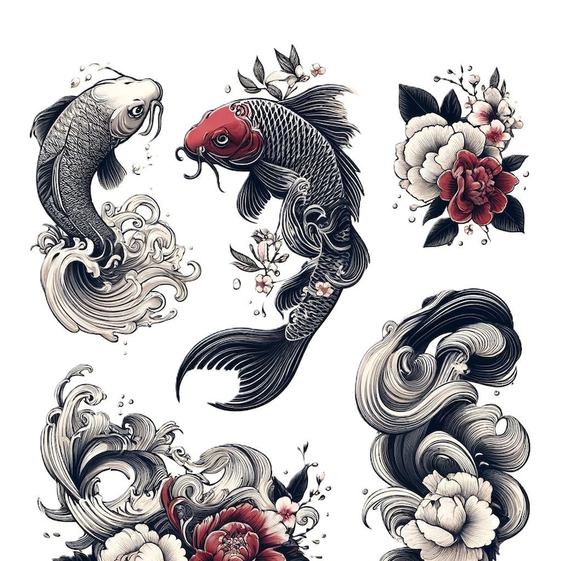 Koi Fish Tattoo Stencil - Etsy