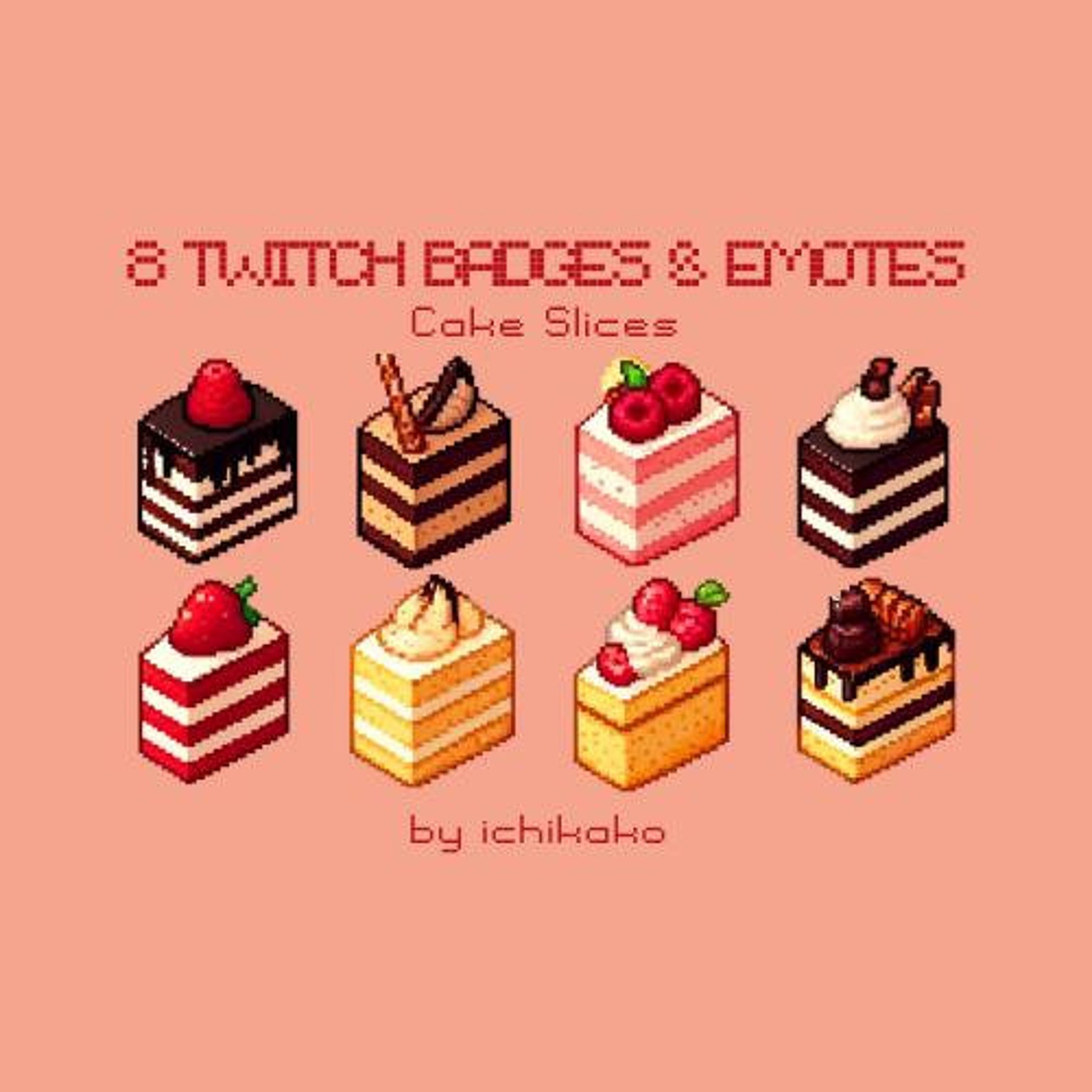 Cake Slice Pixel Art Twitch/discord Emotes & Badges (digital Download ...