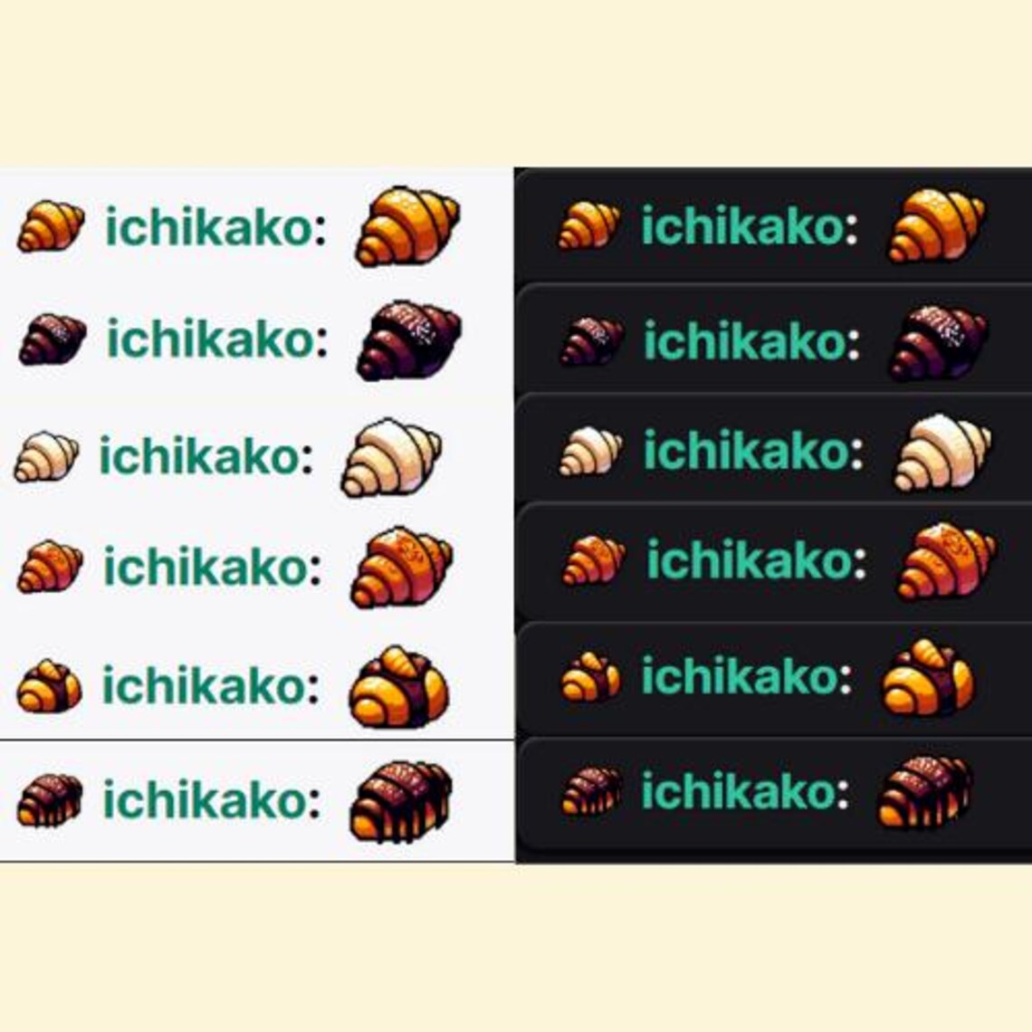 Croissants 6 Twitch/discord Icons, Badges & Emotes | Almond, Chocolate ...