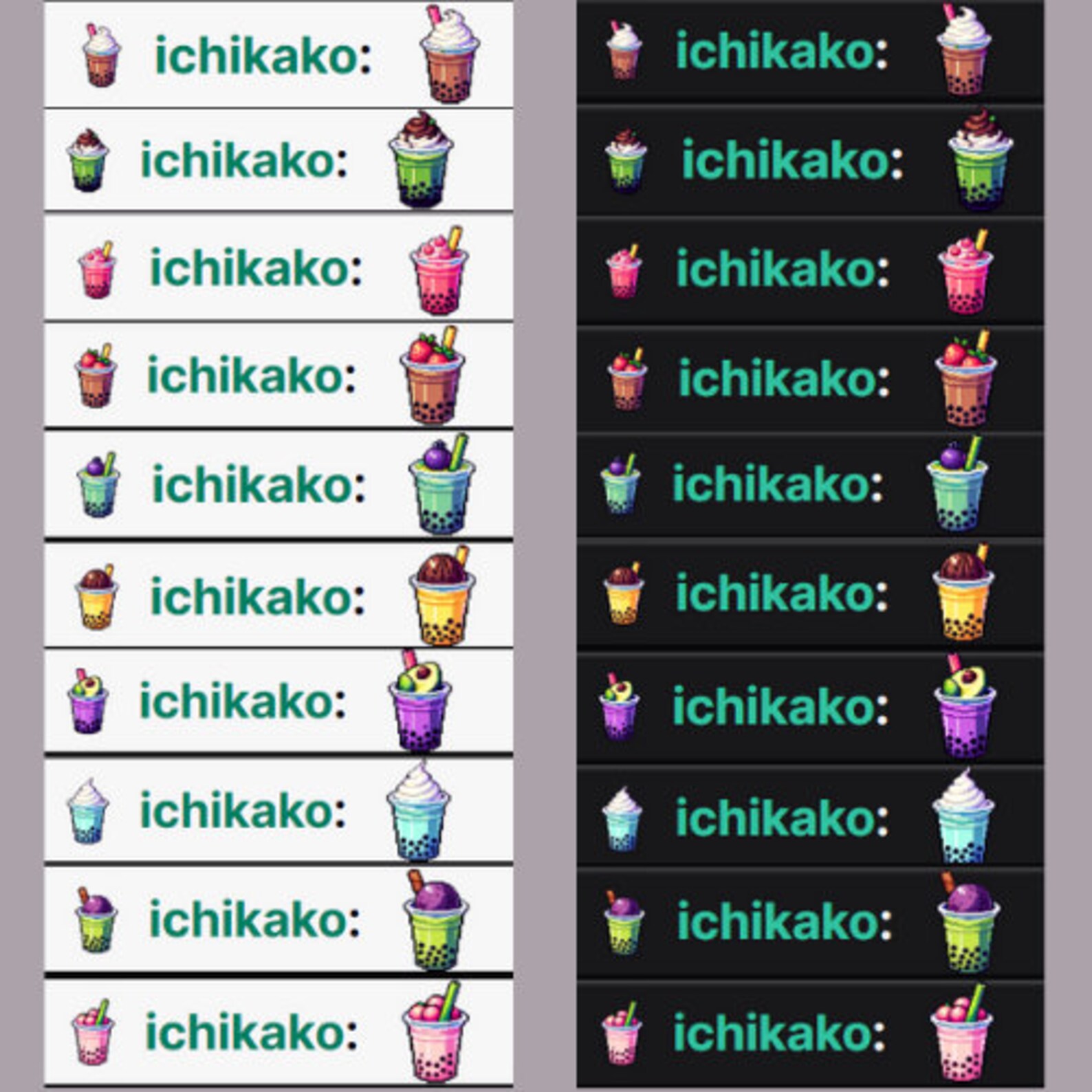 Bubble Tea/boba Pixel 10 Twitch Icons, Badges & Emotes Thai, Matcha ...