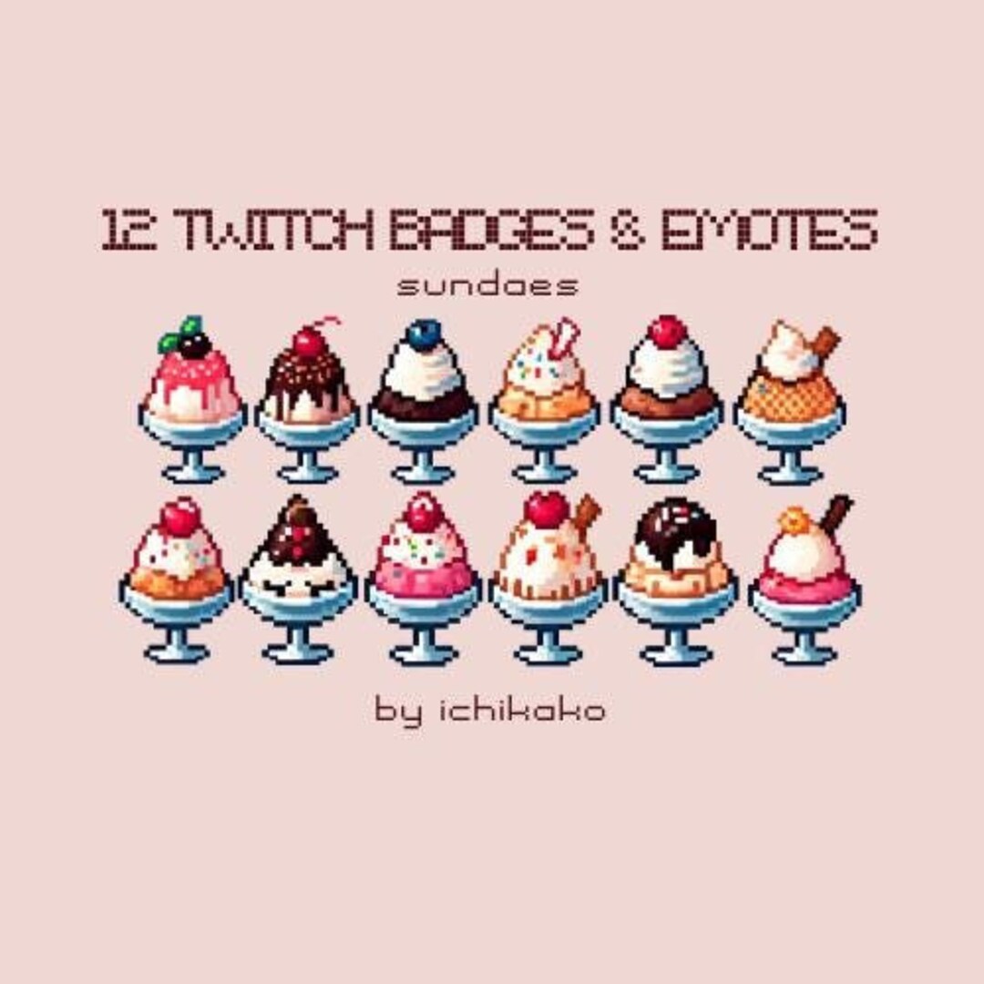 Ice Cream Sundaes Pixel Twitch/discord Badges & Emotes (digital ...