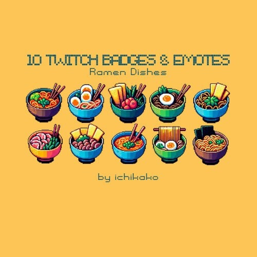 Ramen Dishes Pixel 10 Twitch/discord Icons, Badges & Emotes | Asian ...
