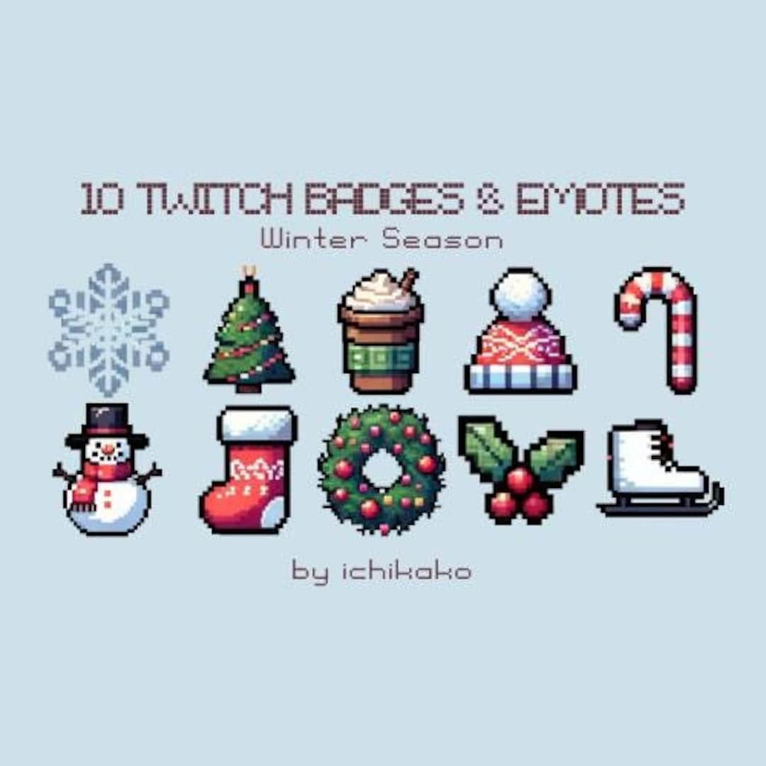 Winter Pixel Art Twitch/discord Emotes & Badges (digital Download) - Etsy