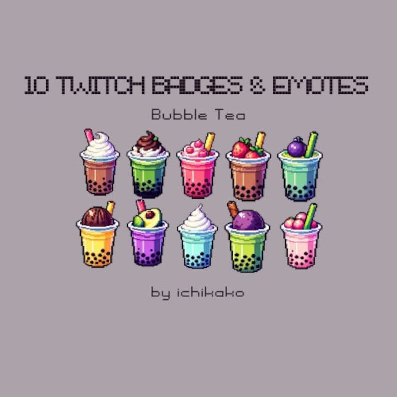 Bubble Tea/boba Pixel 10 Twitch Icons, Badges & Emotes Thai, Matcha ...
