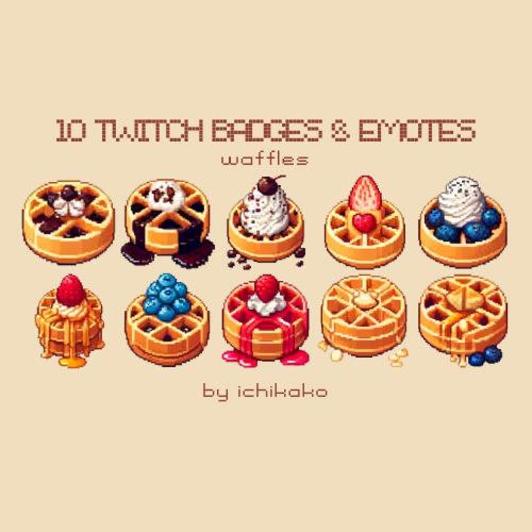 Waffle Twitch/discord Emotes & Badges: Premade Streaming Icons (digital ...