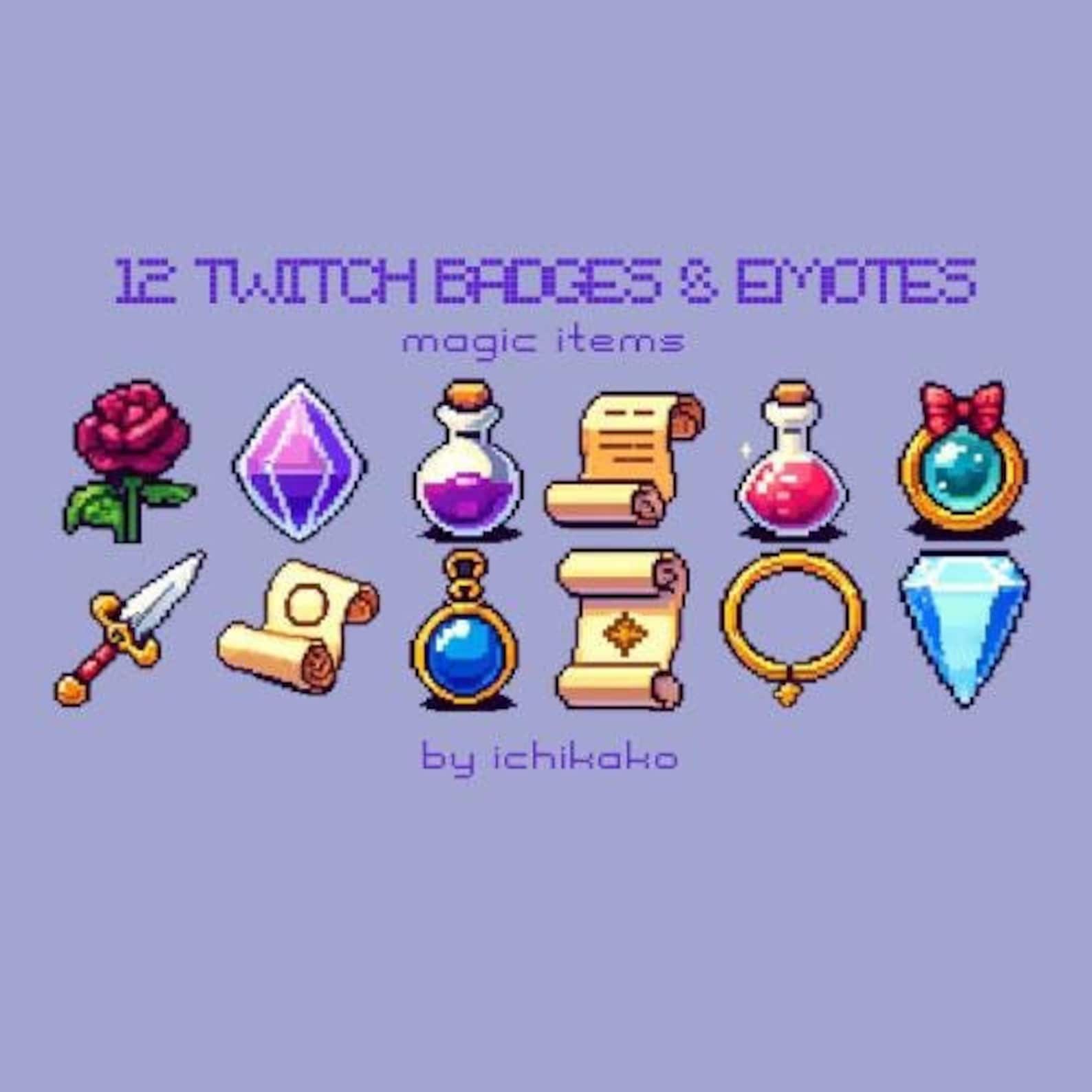 Magic Items Pixel Art Twitch/discord Badges & Emotes (digital Download ...