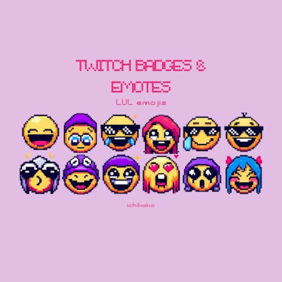Pixel LUL Emoji Twitch Badges & Emotes: Premade Streaming Assets ...
