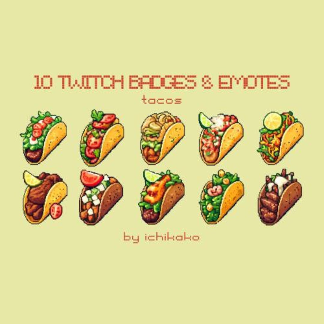 Tacos 10 Twitch/discord Icons, Badges & Emotes | Chicken, Beef, Whole ...