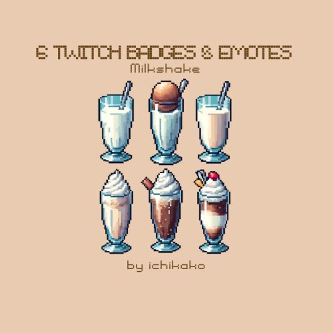 Milkshake Pixel Twitch/discord Badges & Emotes (digital Download) - Etsy