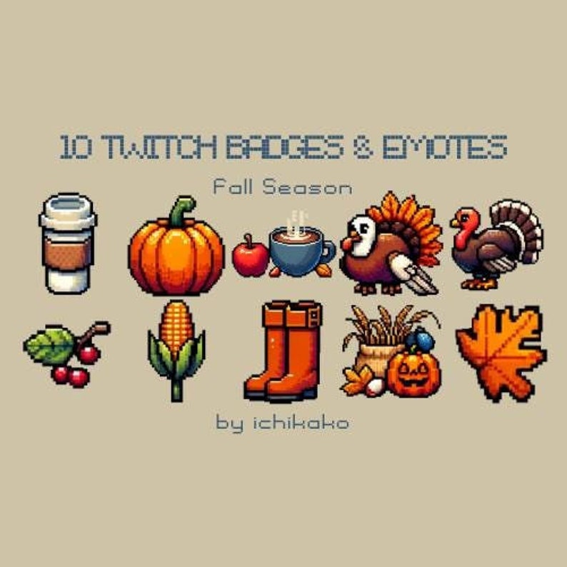 Fall Pixel Twitch/discord Emotes & Badges (digital Download) - Etsy