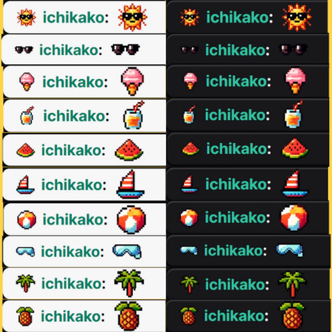 Summer Pixel Twitch Emotes & Badges: Beach Vibes Icons (digital ...