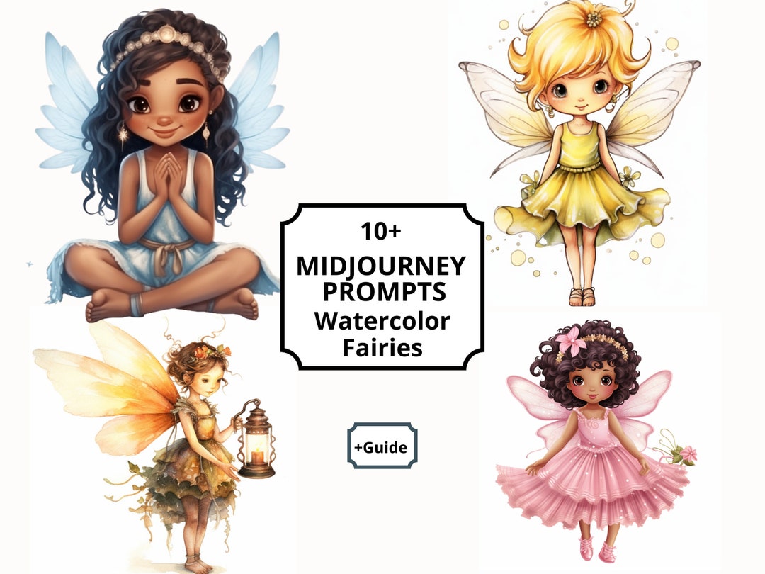 Clipart Prompts Fairy, Midjourney Prompt Watercolor Fairies, Clipart ...
