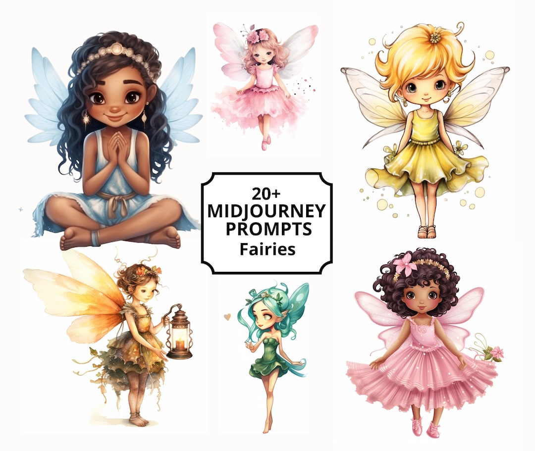 Clipart Prompts Fairy, Midjourney Prompt Watercolor Fairies, Clipart ...