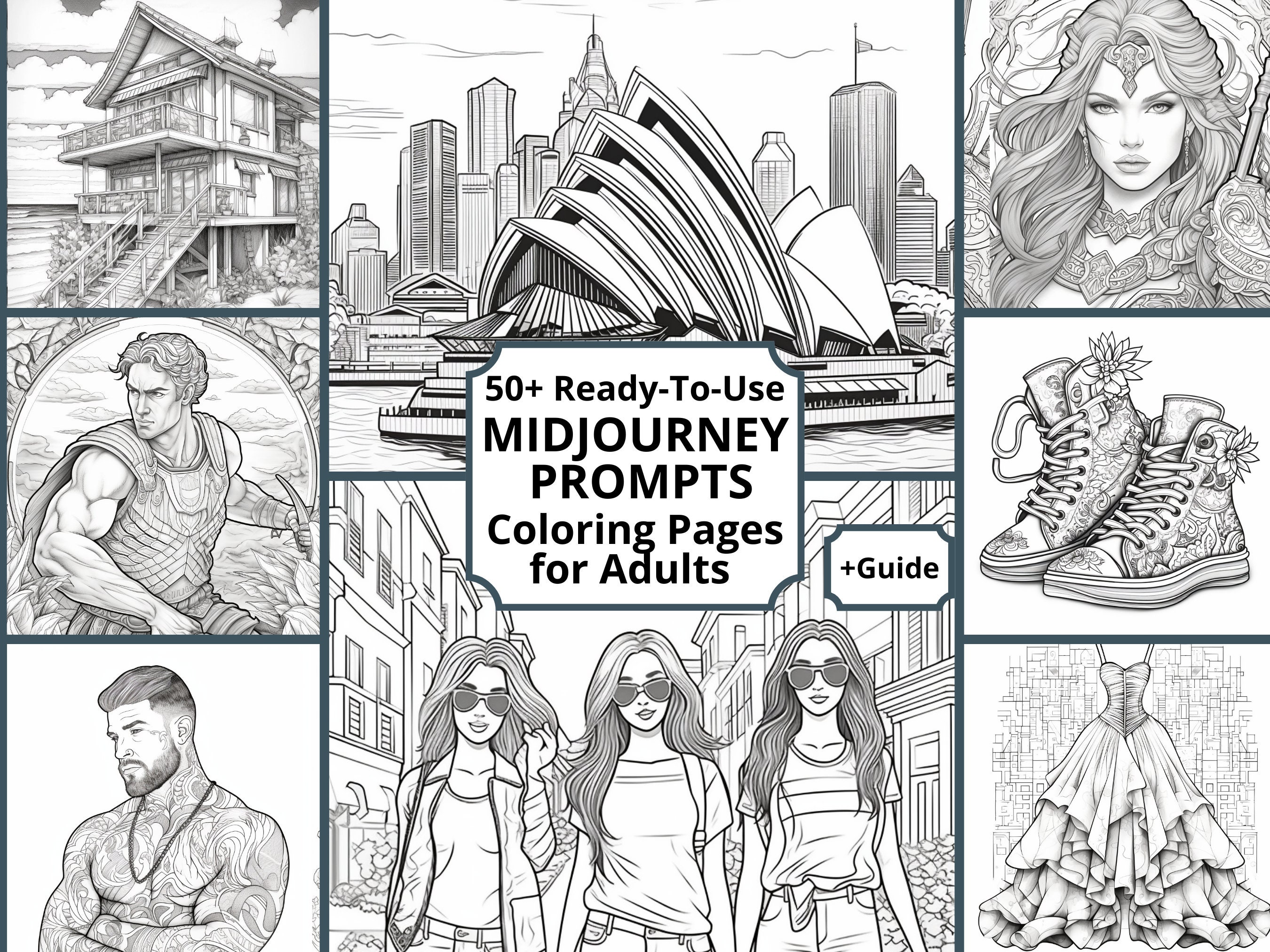 Coloring Page Prompt for Midjourney, Fashion Midjourney Prompts ...