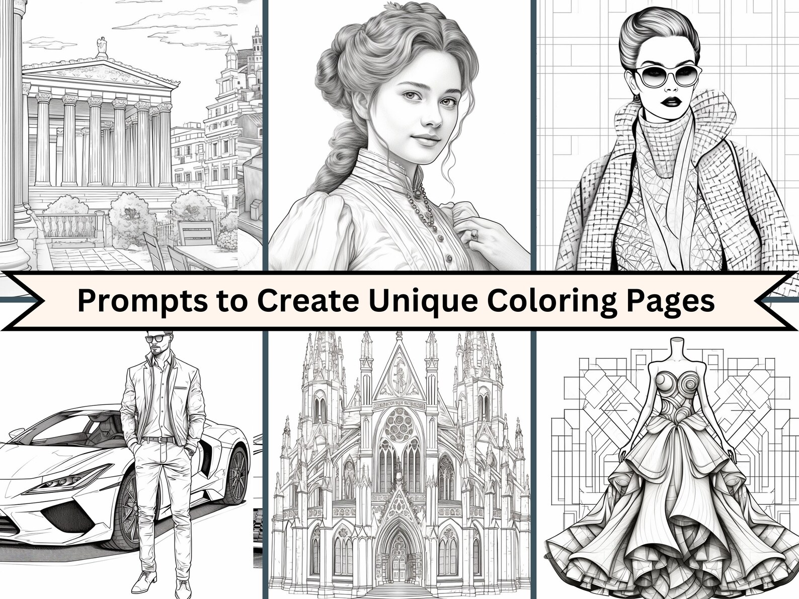 Coloring Page Prompt for Midjourney, Fashion Midjourney Prompts ...