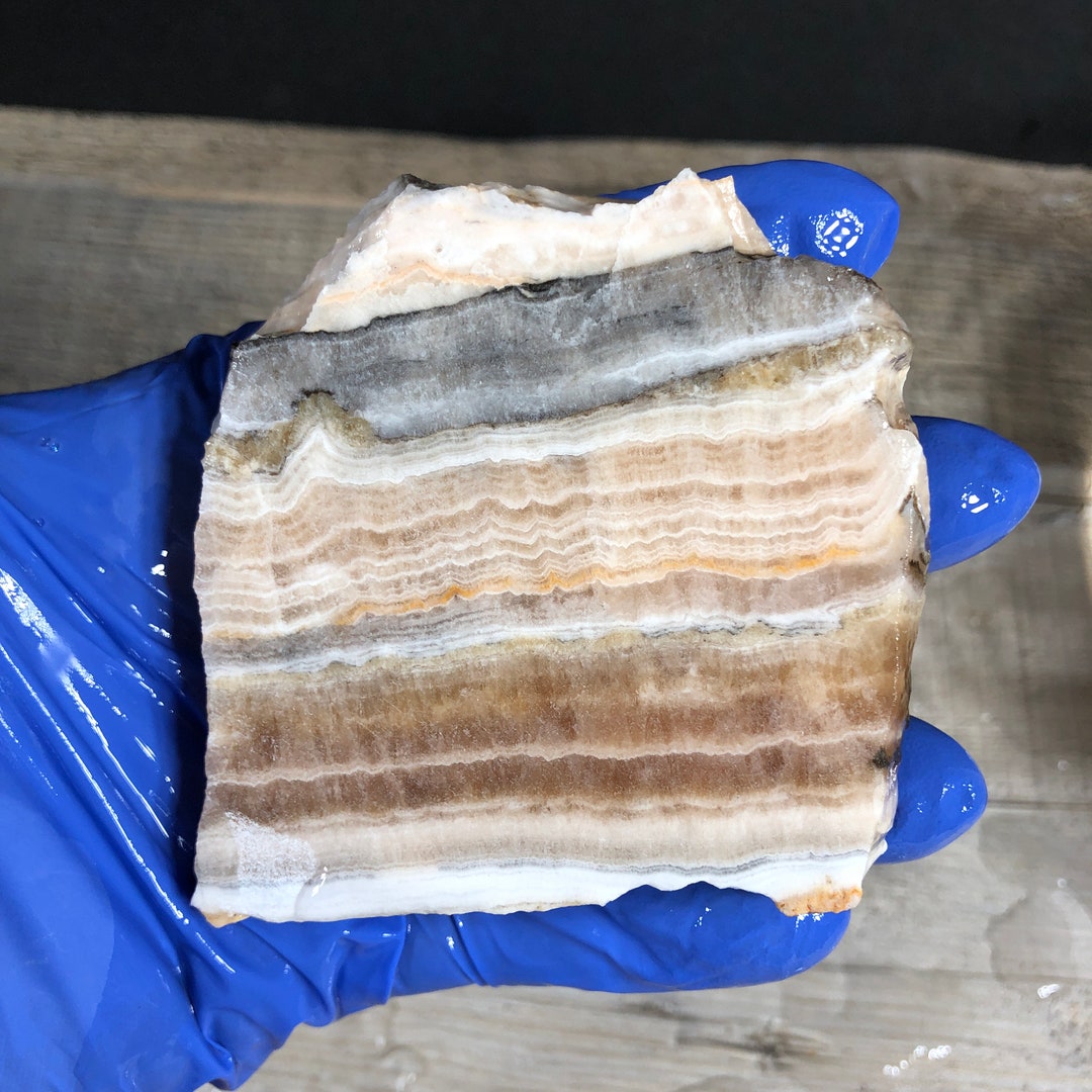 228g Banded Calcite Slab Crystal Mineral Stone Rough Rock Cut Not ...