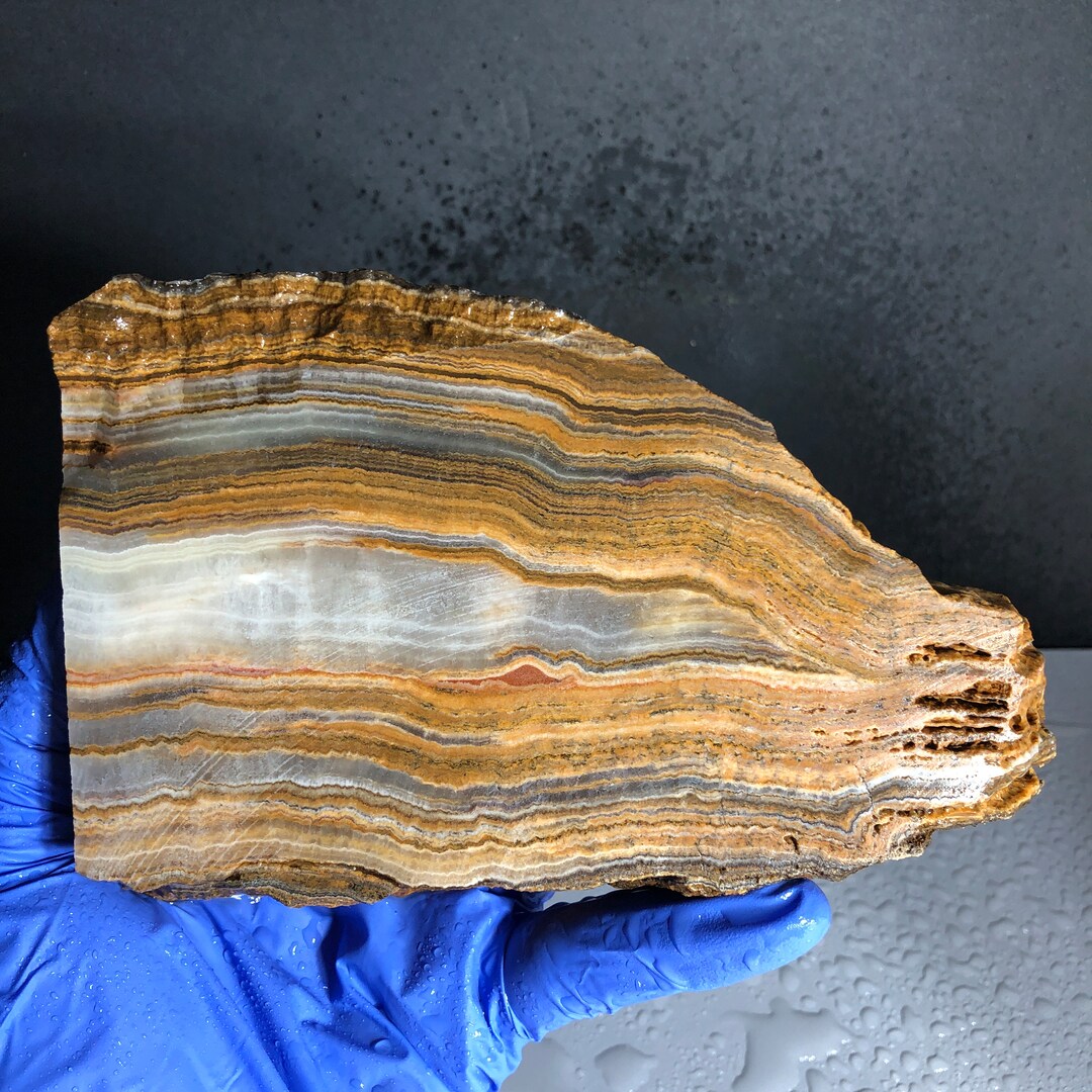 2.15lbs Banded Calcite Slab Crystal Mineral Stone Rough Rock Cut Not ...