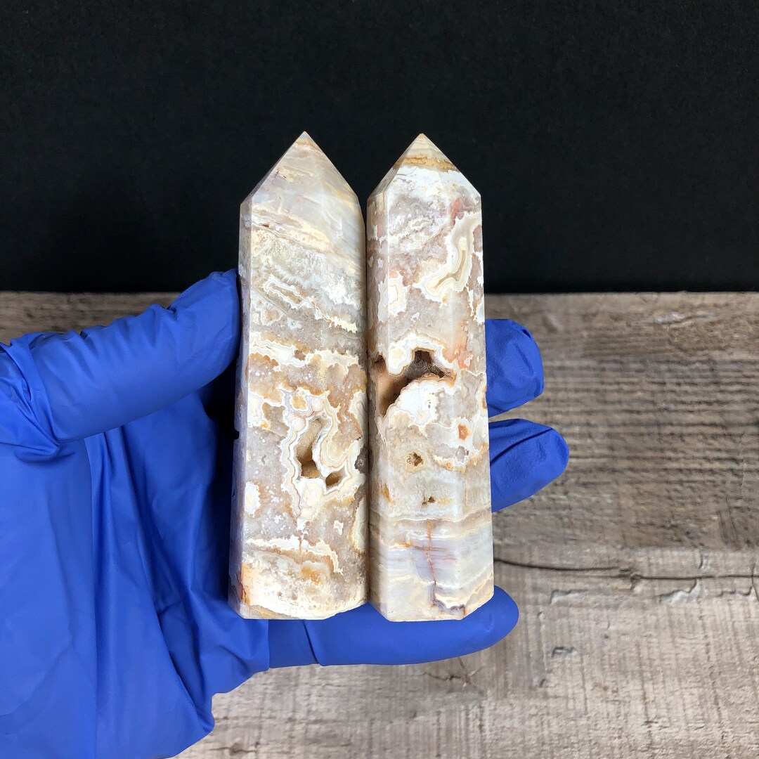 Sale2pc Set Banded Mexican Agate W Botryoidal Chalcedony Crystal Geode ...