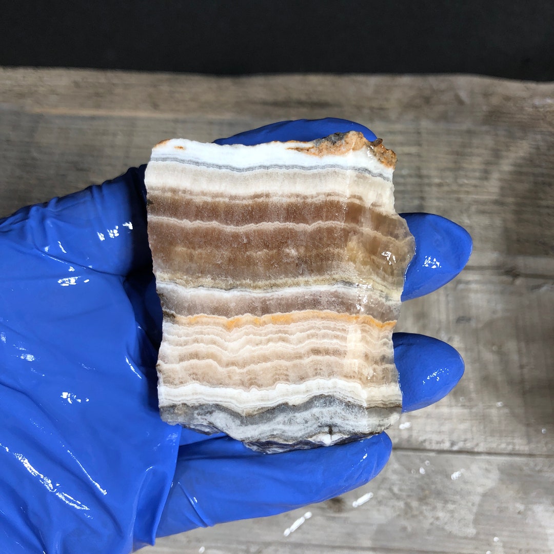 85g Banded Calcite Slab Crystal Mineral Stone Rough Rock Cut Not ...