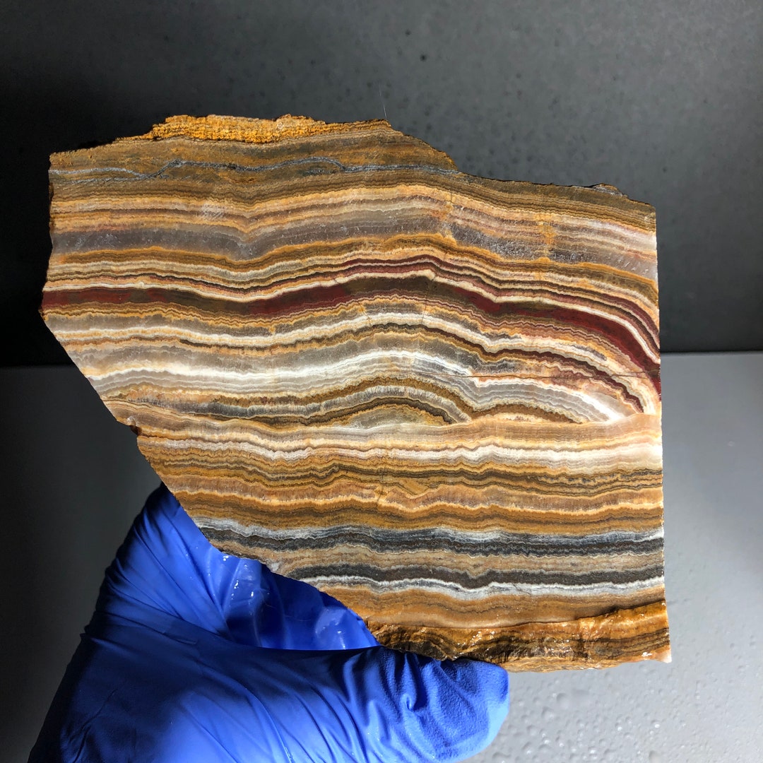 1.94lbs Banded Calcite Slab Crystal Mineral Stone Rough Rock Cut Not ...