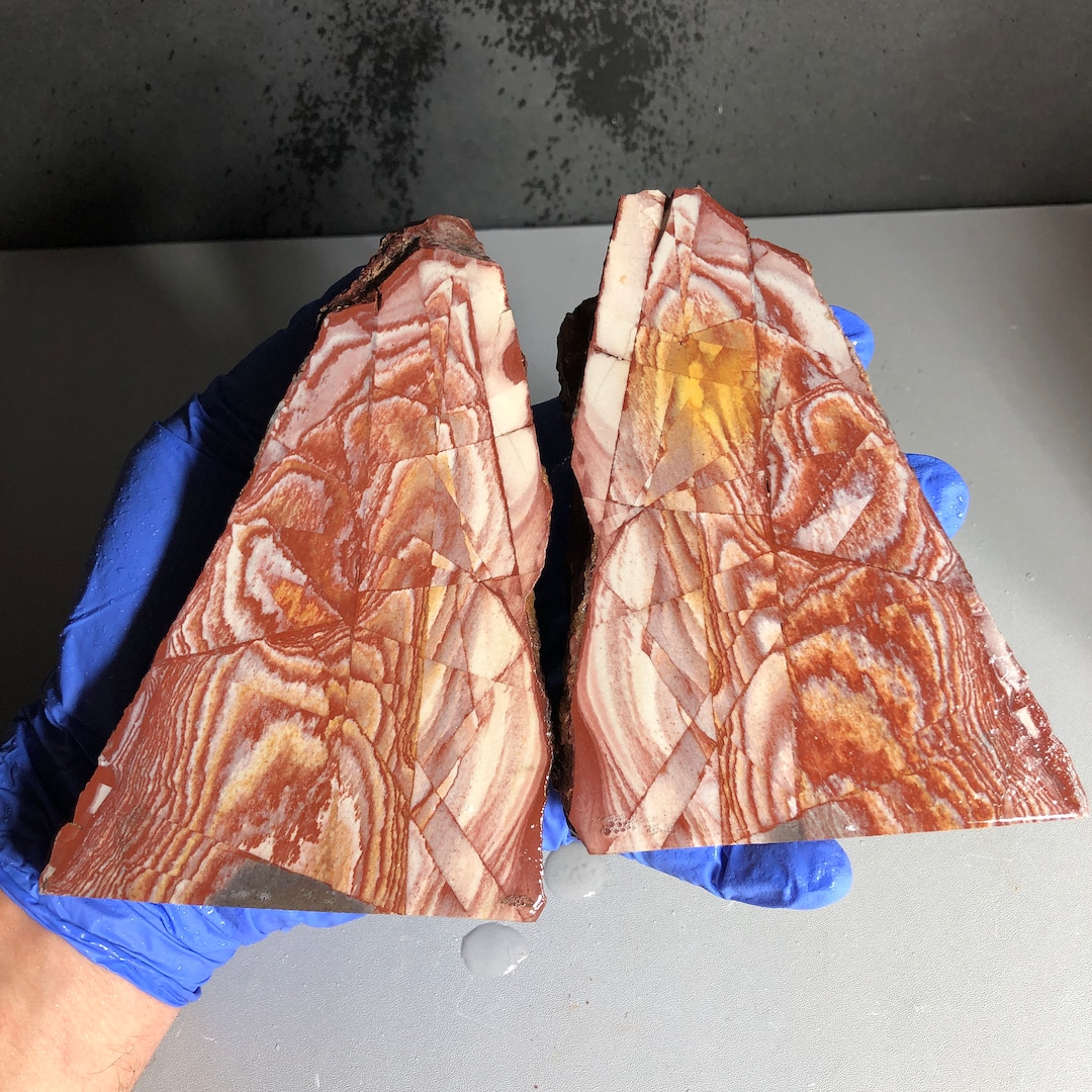 2pcs 1.69lbs Mexican Banded Rhyolite Slabs Crystal Mineral Stone Rock ...