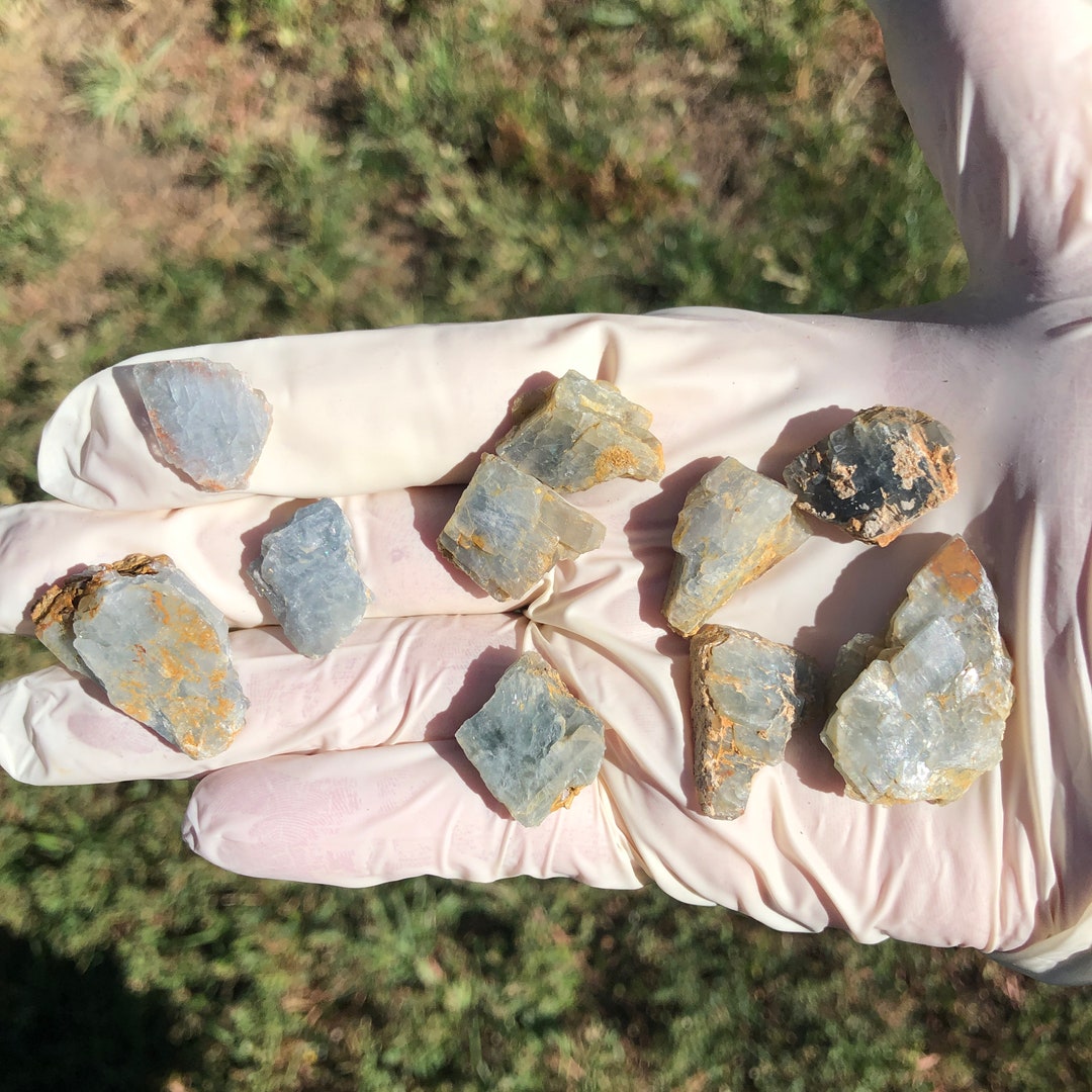 10pcs 71g Blue Barite Crystal Blades Pieces Natural Specimen Lapidary ...