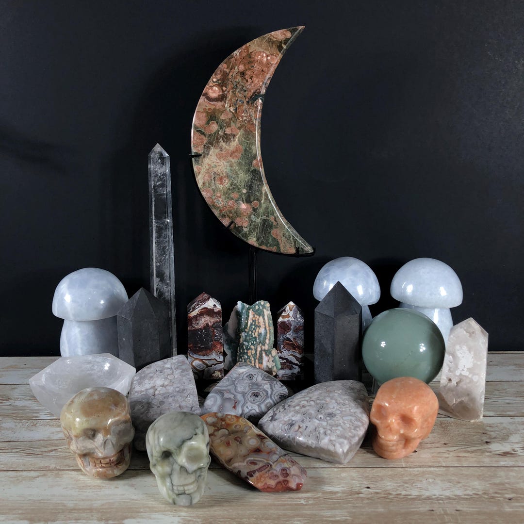 20pcs 10.99lbs Crystal Obelisk Tower Skull Sphere Mushroom Moon Bulk ...