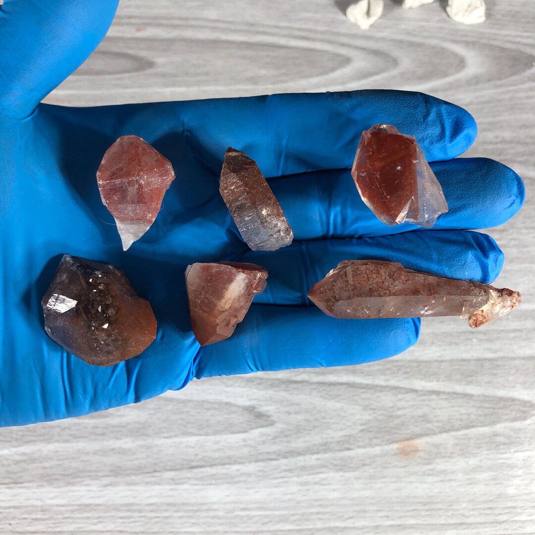 6pcs 57g Red Hematite Quartz Crystal Points Natural Mineral Specimen ...