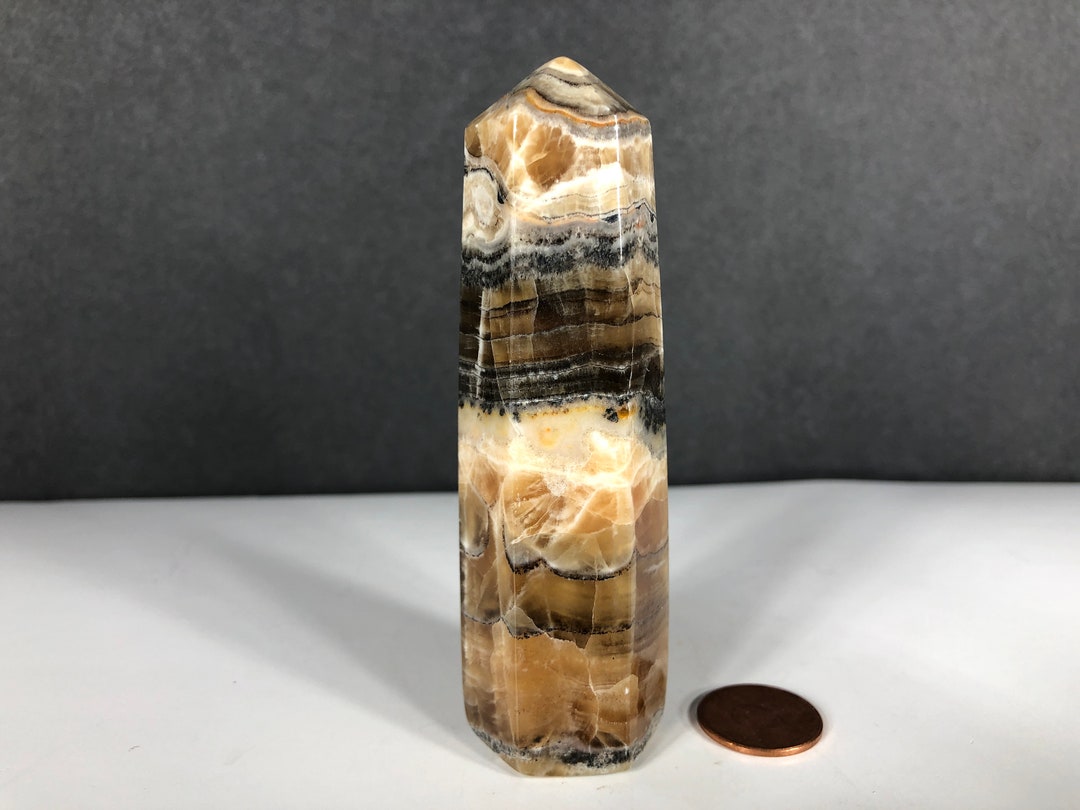 138g Banded Calcite Crystal Obelisk Pyramid Tower Point - Etsy